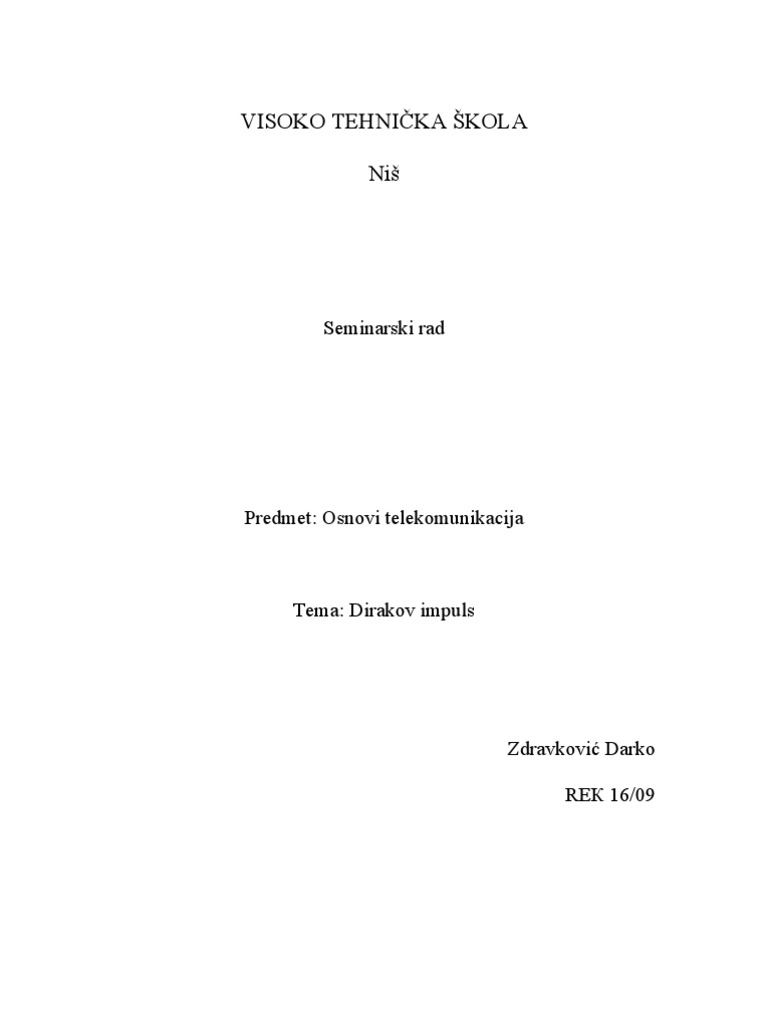 Seminarski Dirakov Impuls | PDF