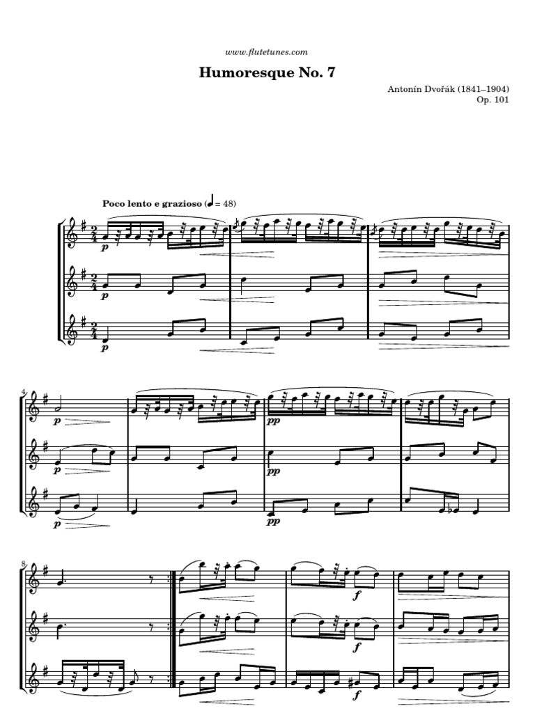 Dvorak-Humoresque no 7 flute sheet music
