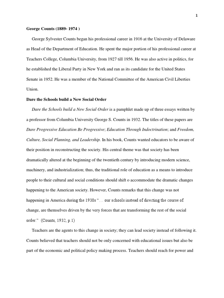 George Counts | PDF | Sociological Theories | Teaching And Learning