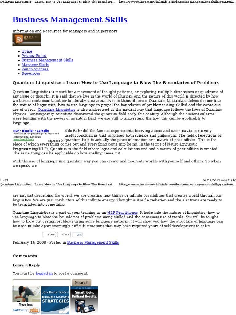 Quantum Linguistic | Download Free PDF | Neuro Linguistic Programming ...