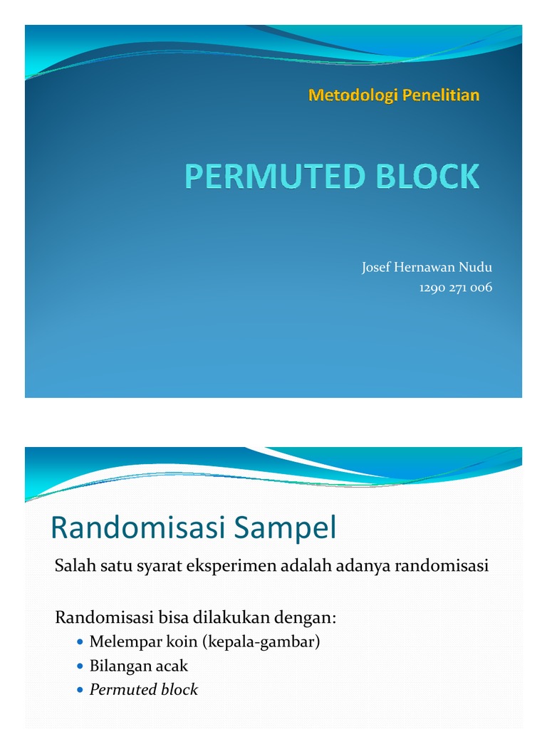 Randomisasi Dengan Permuted Block | PDF | Metode & Bahan Ajar