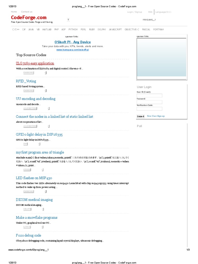Proglang - 1 - Free Open Source Codes - CodeForge | PDF | C (Programming Language) | Programming ...