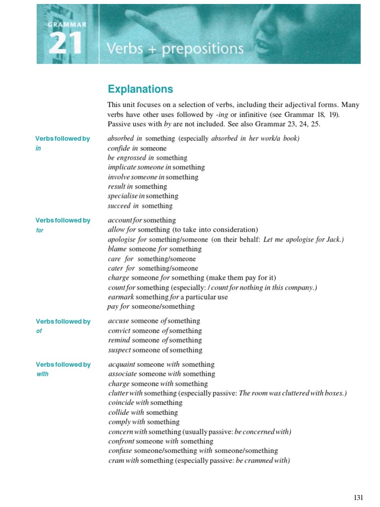Verbs and Their Prepositions Explained | PDF | Headache | Nausea