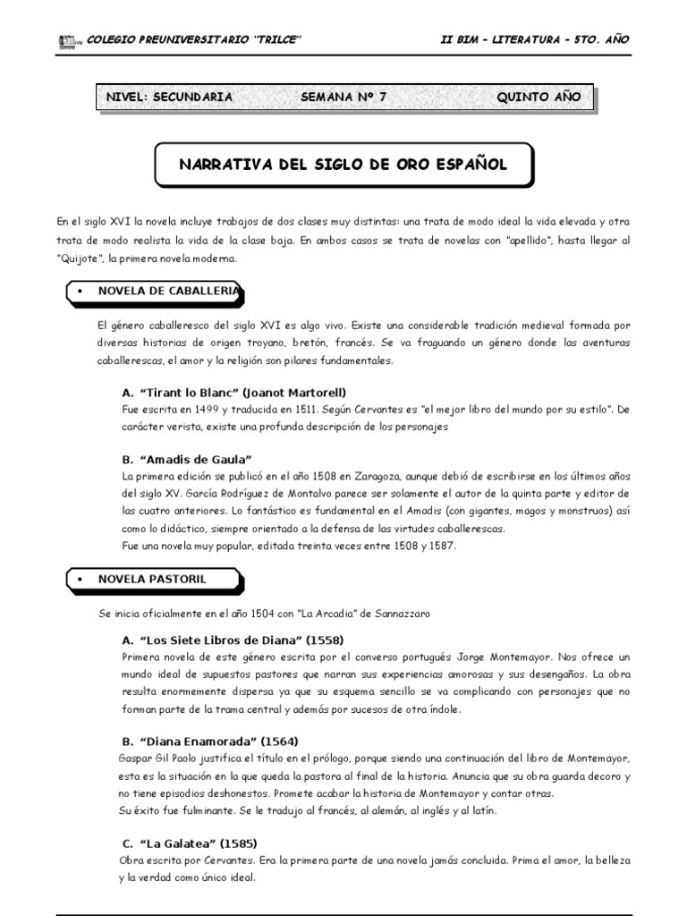 Novelas del Siglo de Oro Español | PDF | Don Quijote | Novelas