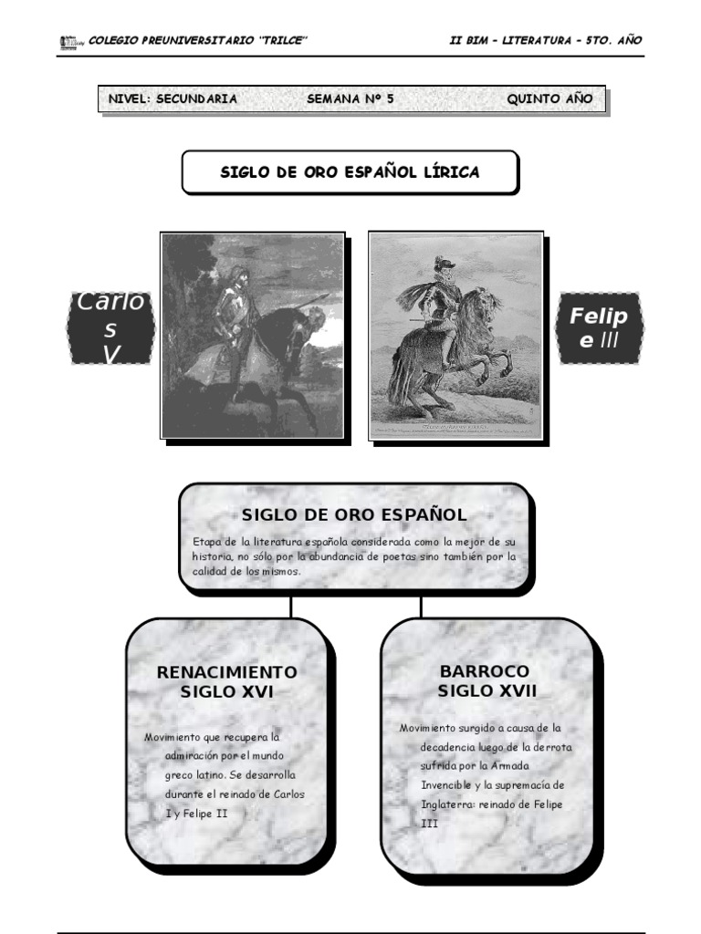 5to. Año - LIT - Guia 5 - Siglo de Oro Español Lirica | PDF | Barroco ...