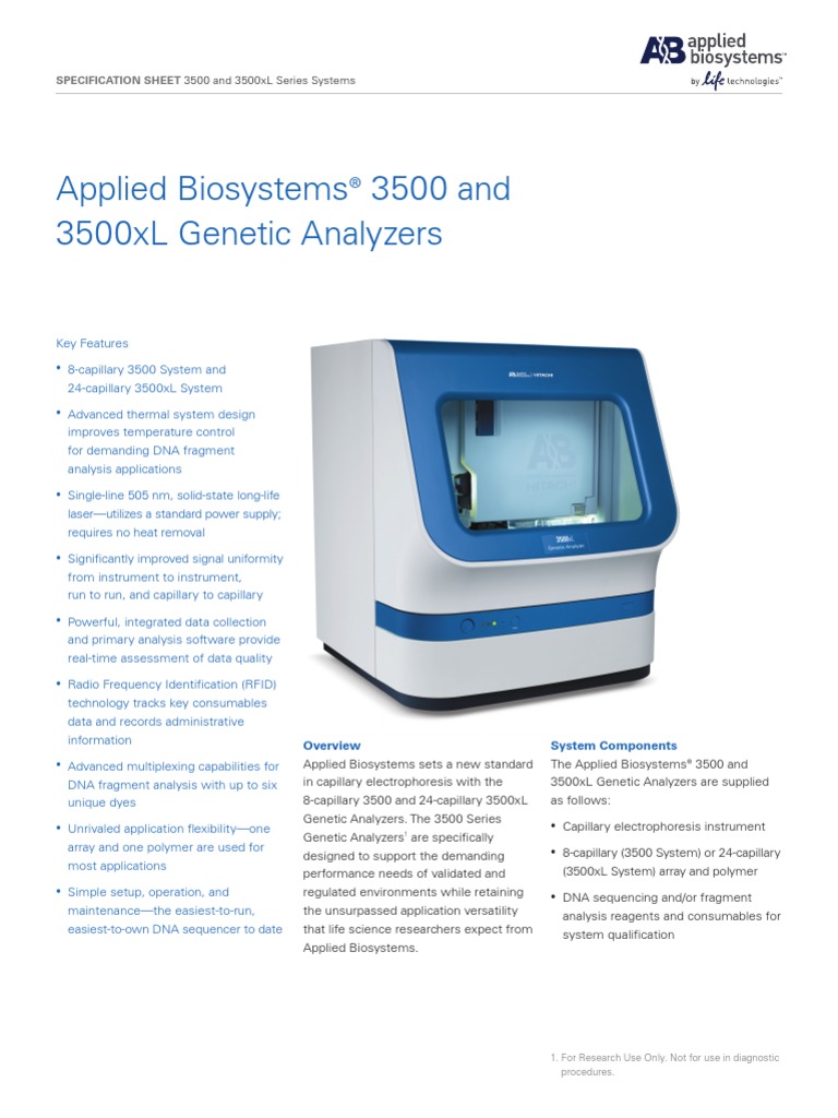 3500 and 3500xL Genetic Analyzers | Applied Biosystems | Dna Sequencing