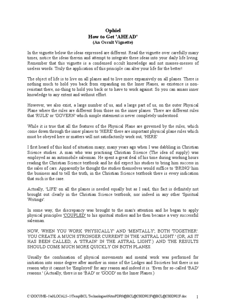 03 Ophiel How To Get Ahead | PDF | Plane (Esotericism) | Propositional ...