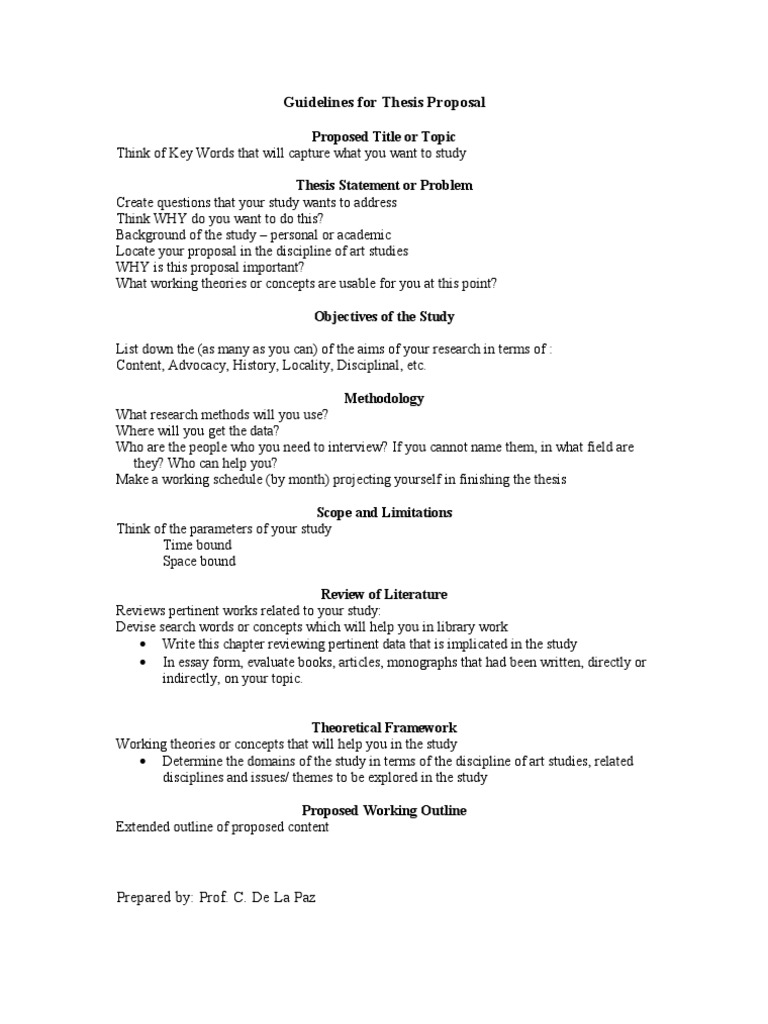 Guidelines For Thesis Proposal: Proposed Title or Topic | PDF