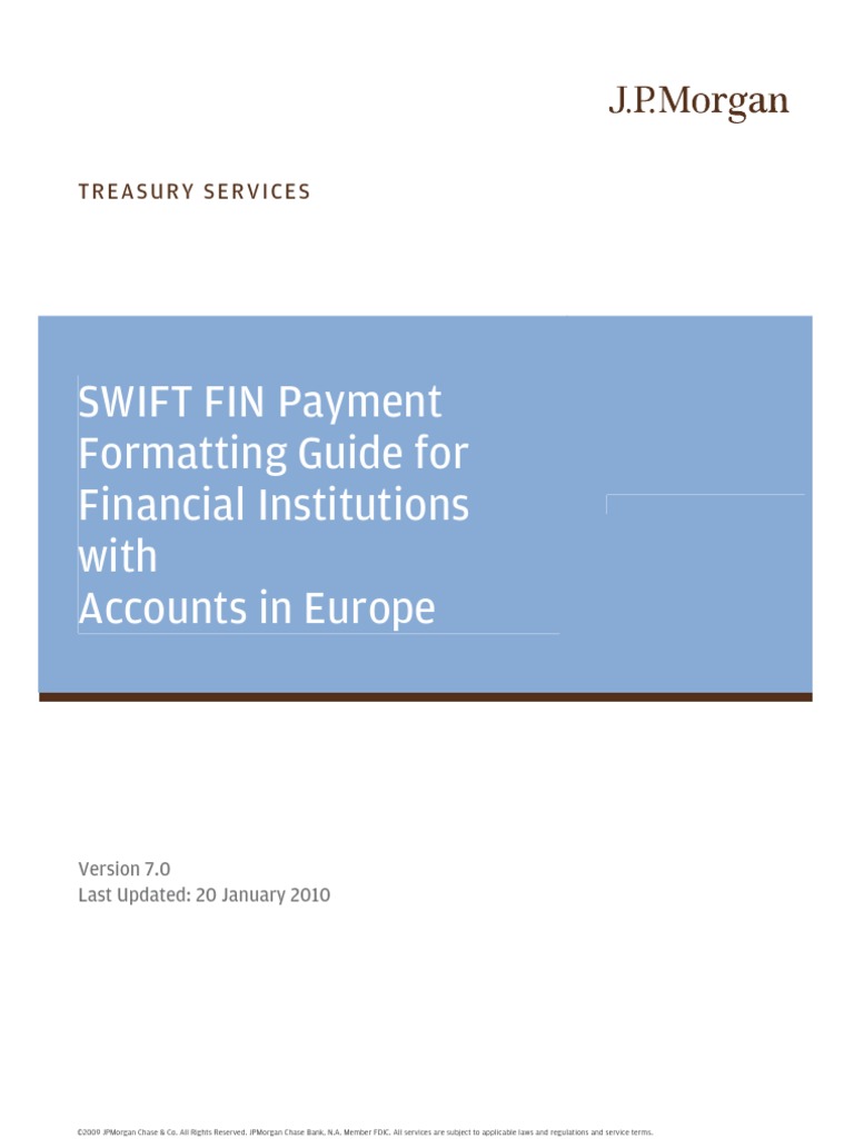 SWIFT FIN Payment Format Guide For European Accts | PDF | Jp Morgan ...