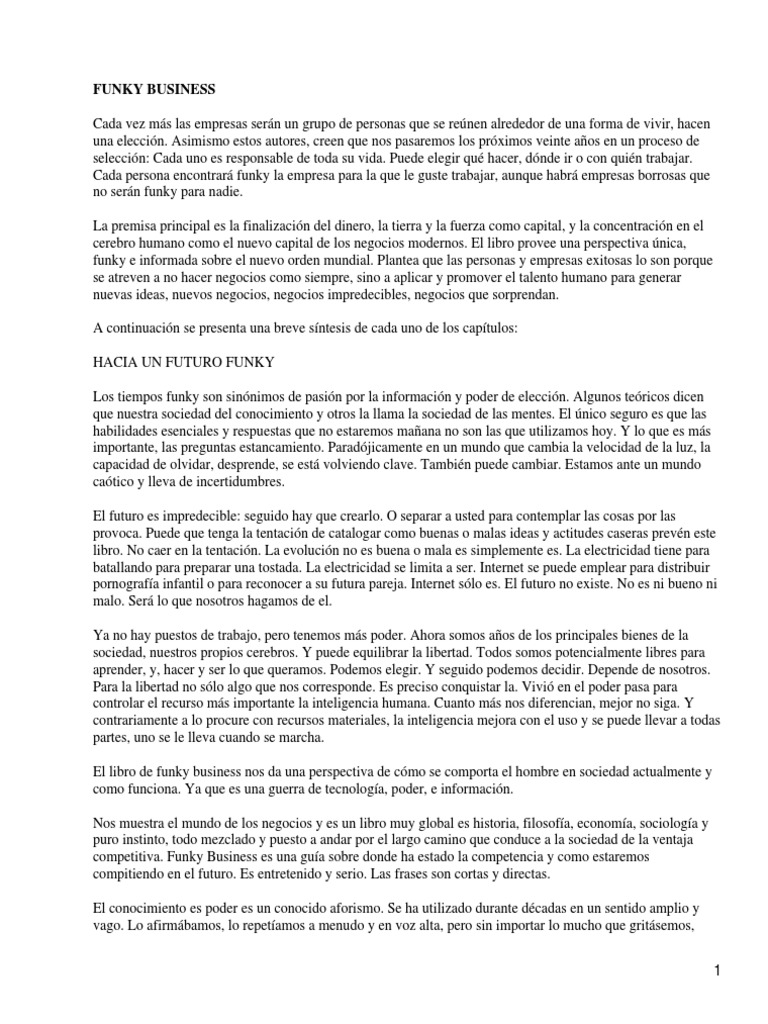 FUNKY BUSINESS Resumen PDF | PDF | Aprendizaje | Internet