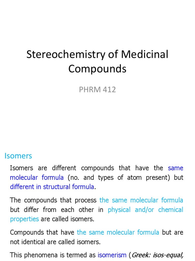 Introduction To Stereochemistry | PDF | Isomer | Chirality (Chemistry)
