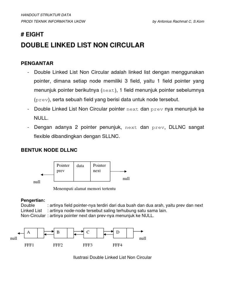 Double Linked List Non Circular | PDF