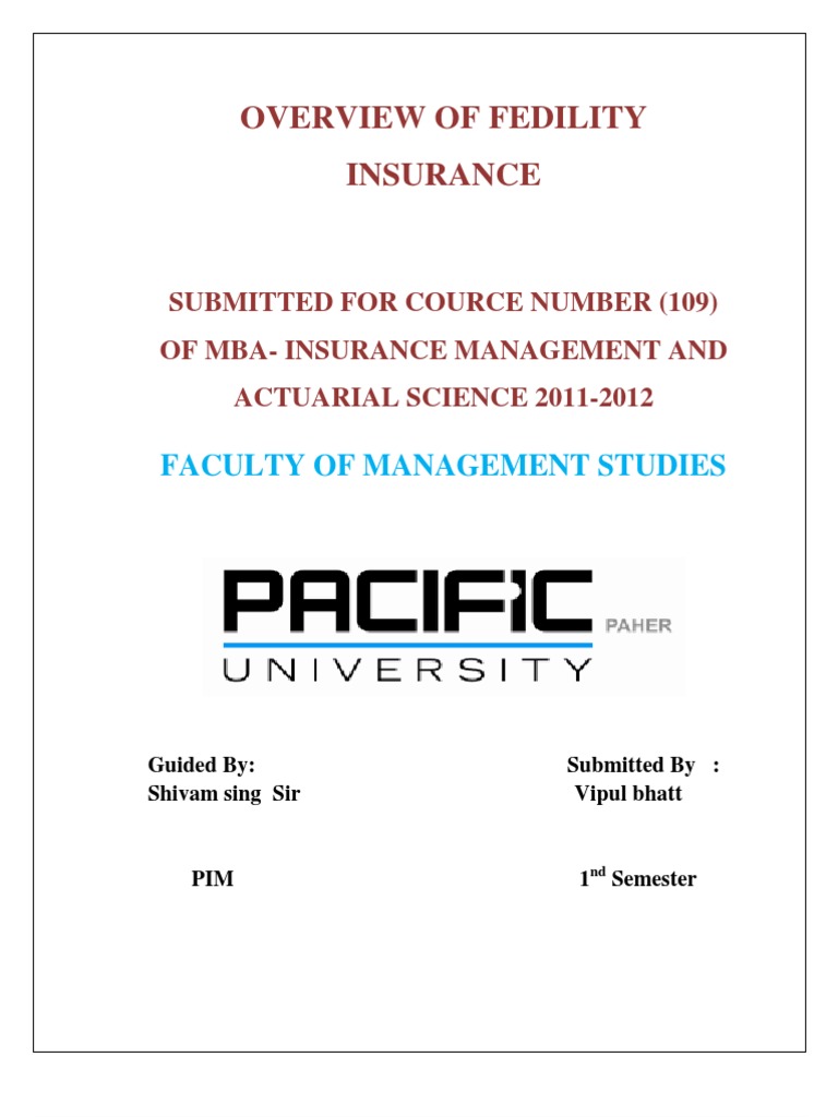 Fidility Report | Download Free PDF | Insurance | Guarantee