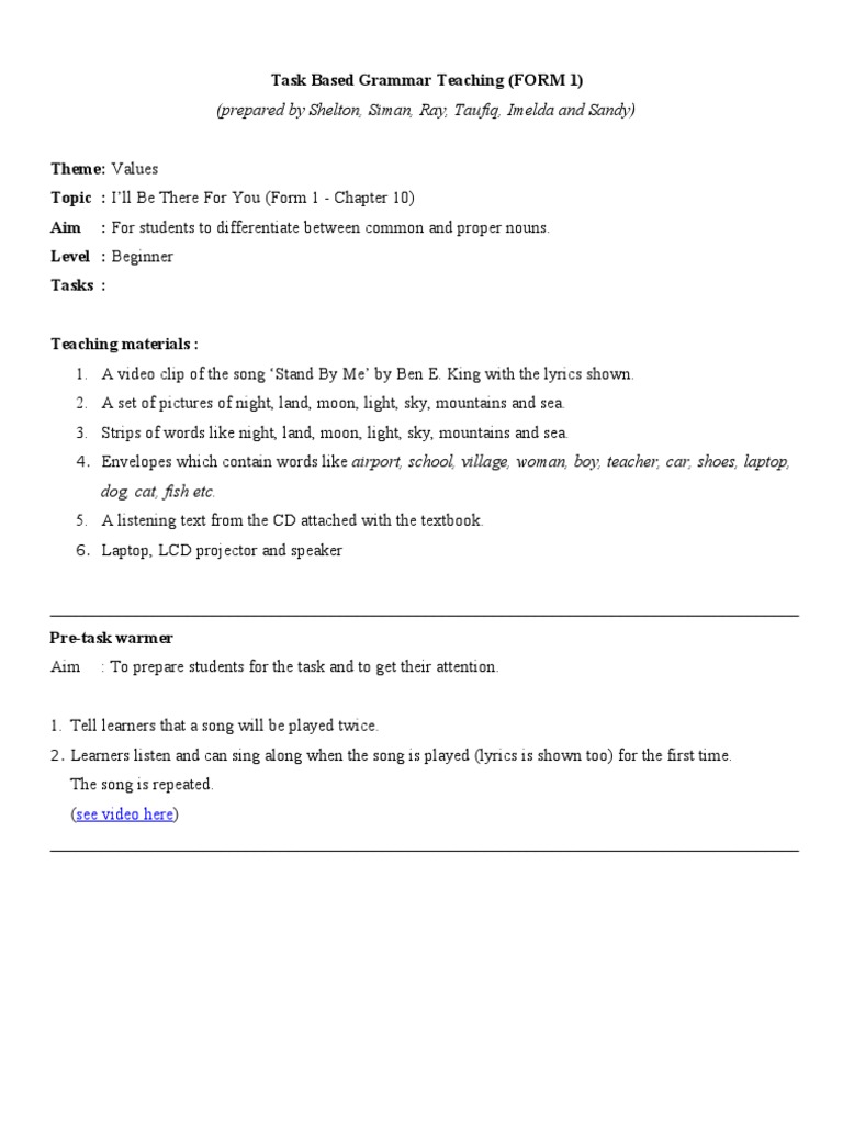 Task Based Grammar Teaching | PDF | Lesson Plan | Semiotics