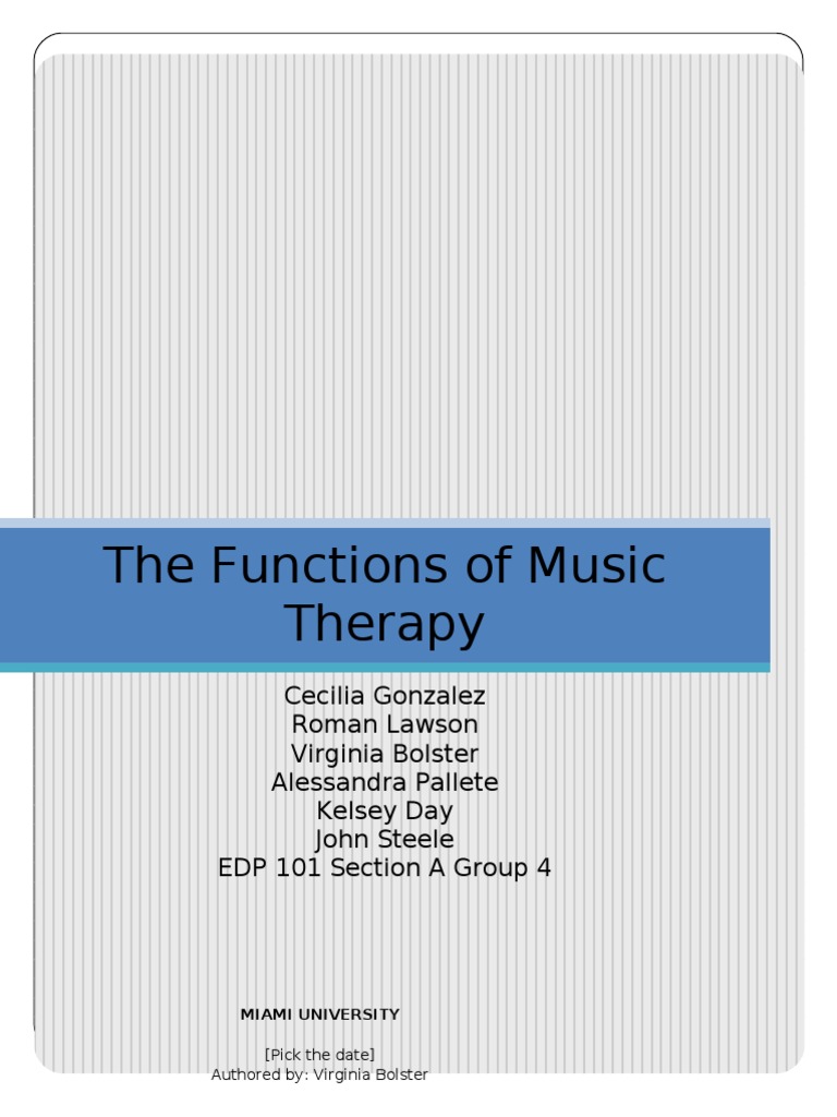 The Functions of Music Therapy | PDF | Hypnosis | Alzheimer's Disease