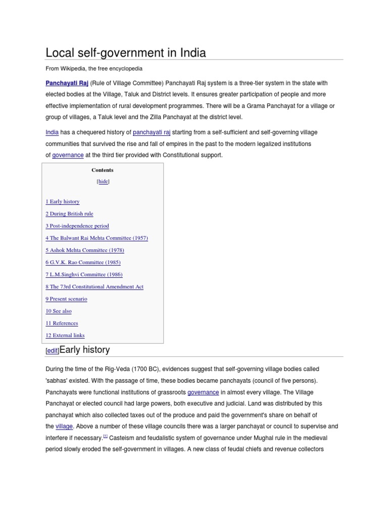 Abstract On Local Self Governments | PDF | Government | Government Of India