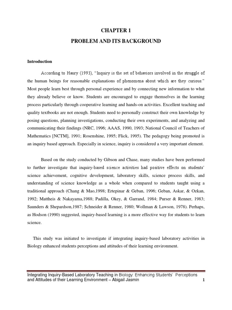 Problem and Its Background | PDF | Inquiry Based Learning | National ...