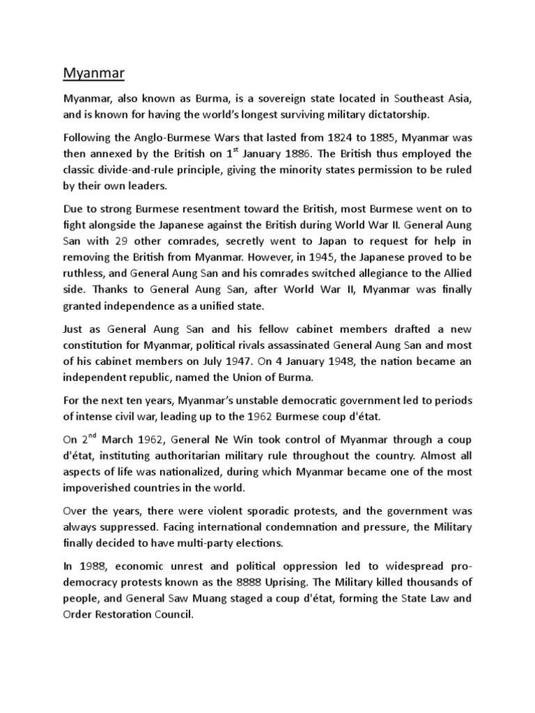 A Brief History of Myanmar | Myanmar | Rohingya People