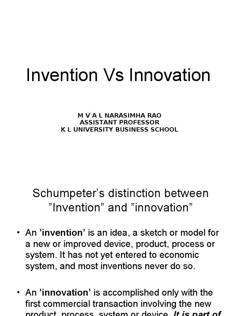 Invention Vs Innovation | PDF | Innovation | Technological Change