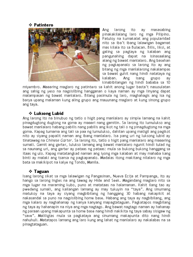 Larong Pinoy | PDF