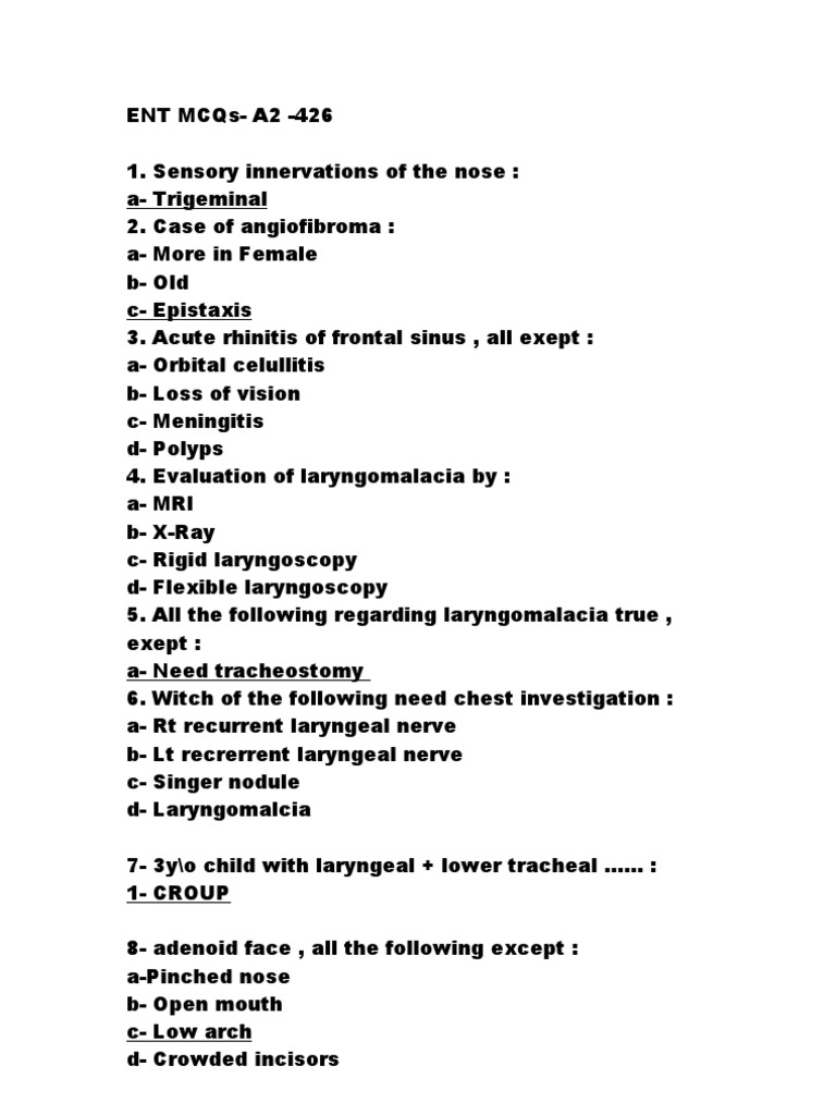 Review and Read ENT MCQ | PDF | Human Head And Neck | Otorhinolaryngology
