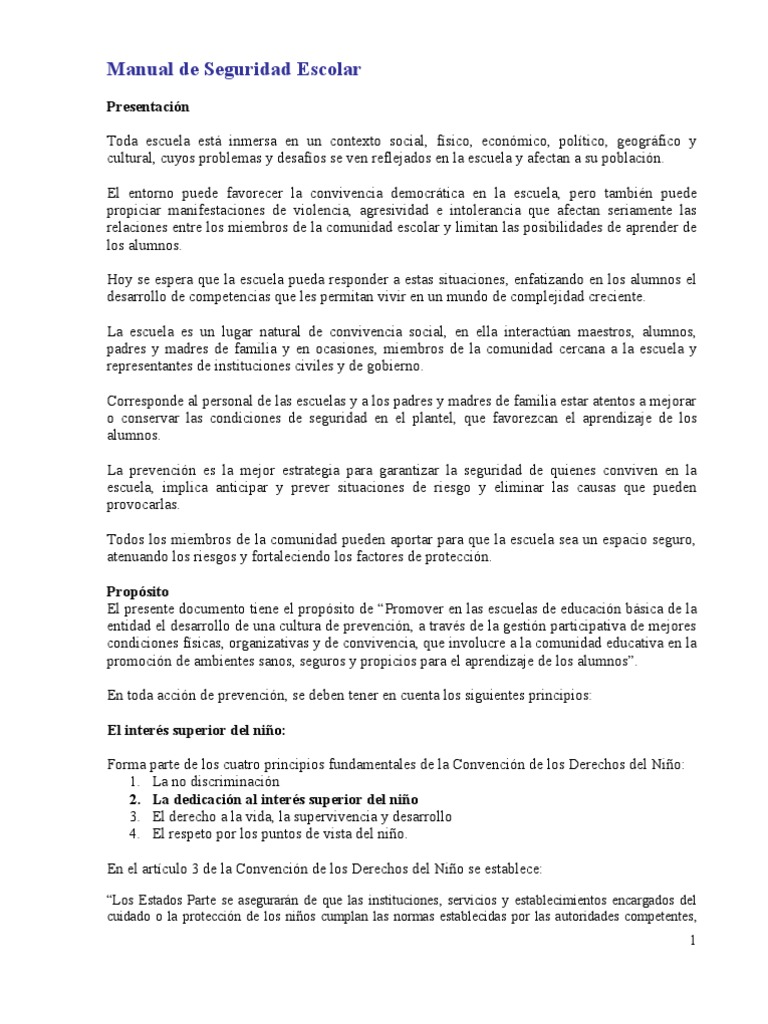 Manual De Seguridad Escolar Pdf Educación Primaria Toma De Decisiones