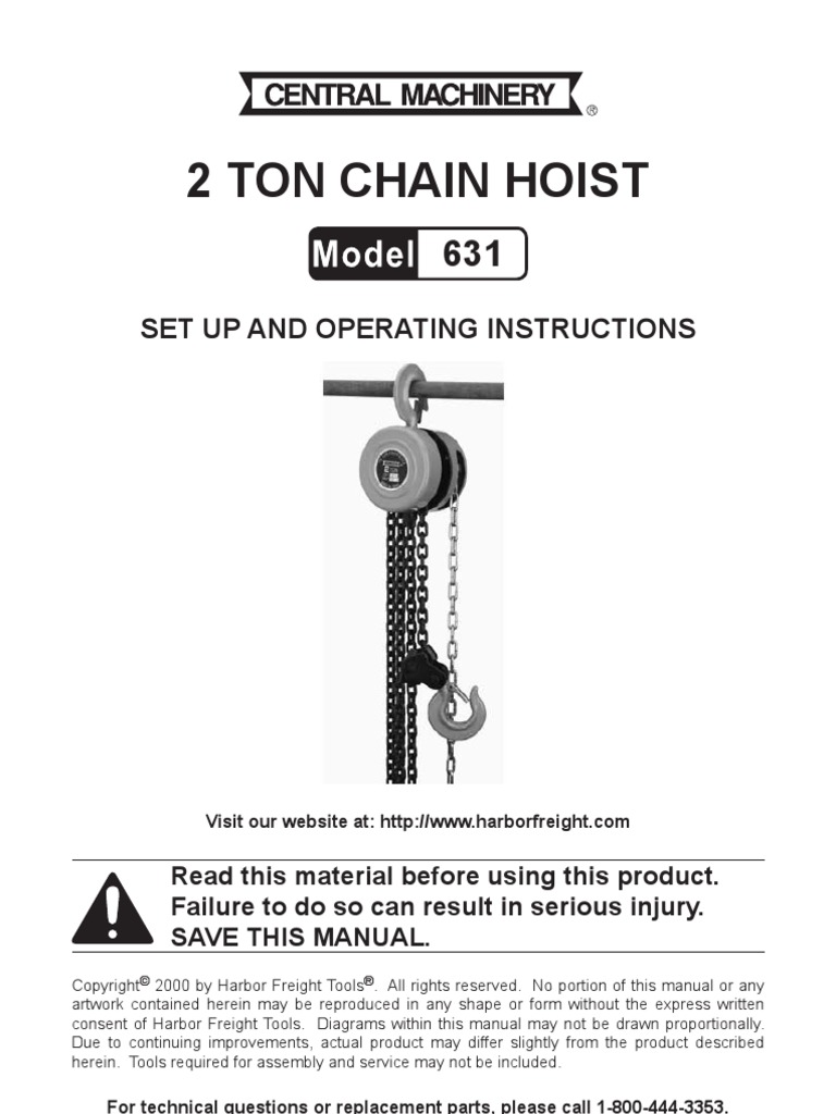 Chain Hoist Instructions | PDF | Personal Protective Equipment | Clothing
