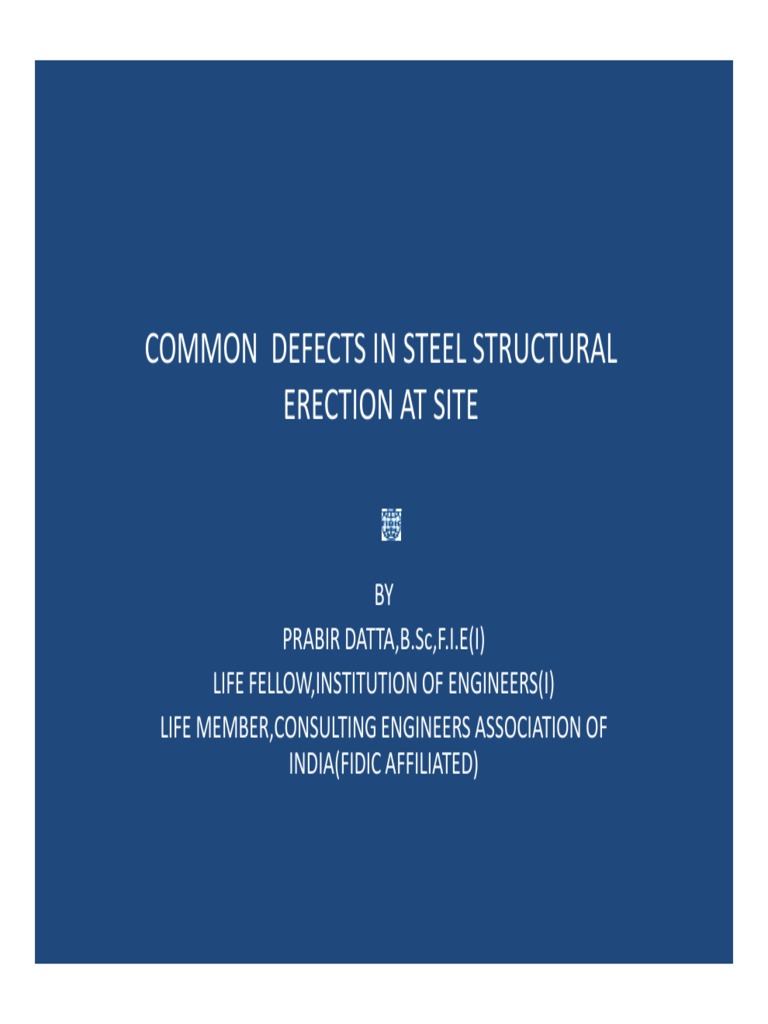 Common Steel Erection Defects Guide | PDF | Home & Garden | Technology ...
