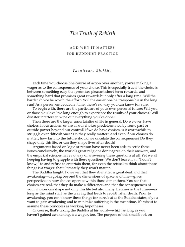 The Truth of Rebirth - and Why It Matters For The Buddhist Practice ...