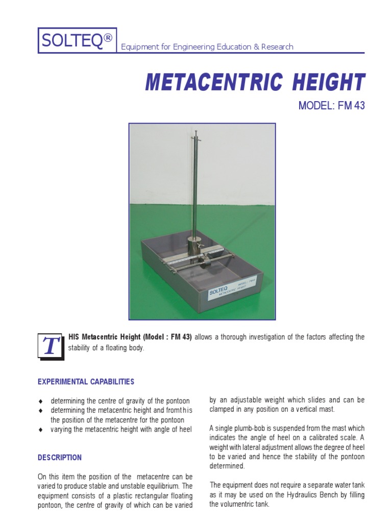 Metacentric Height Laboratory | Height | Experiment