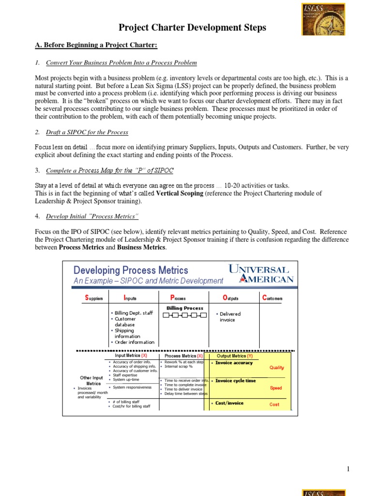 Lean Six Sigma Project Charter Creation Process | Business Process ...