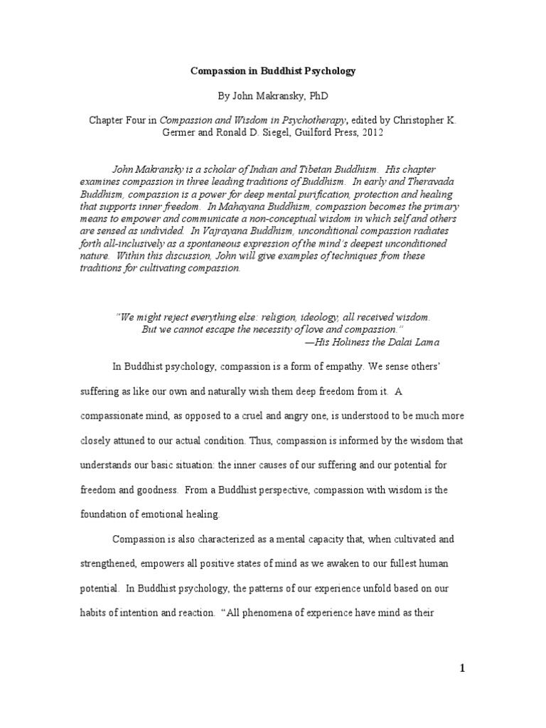 Compassion in Buddhist Psychology | PDF | Buddhist Meditation | Tibetan ...