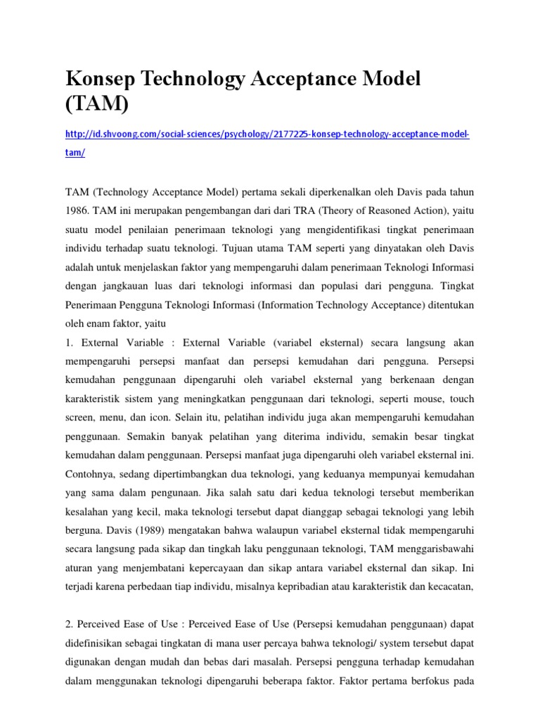 Konsep Technology Acceptance Model | PDF
