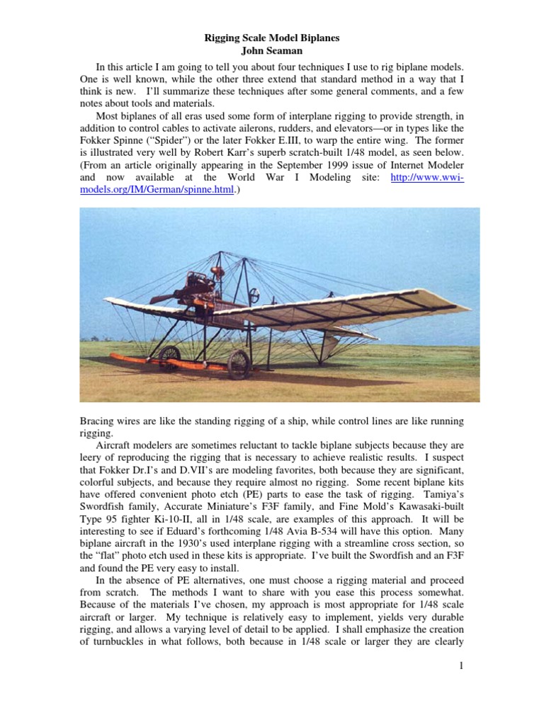 Techniques for Rigging Biplane Models | PDF | Aircraft | Aviation