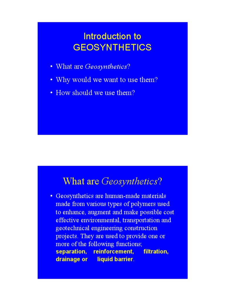 Introduction To Geosynthetics | PDF | Geotechnical Engineering | Civil ...
