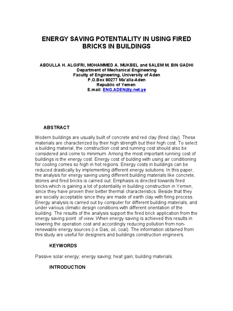 Energy Saving Potentiality in Using Fired Bricks in Buildings ...
