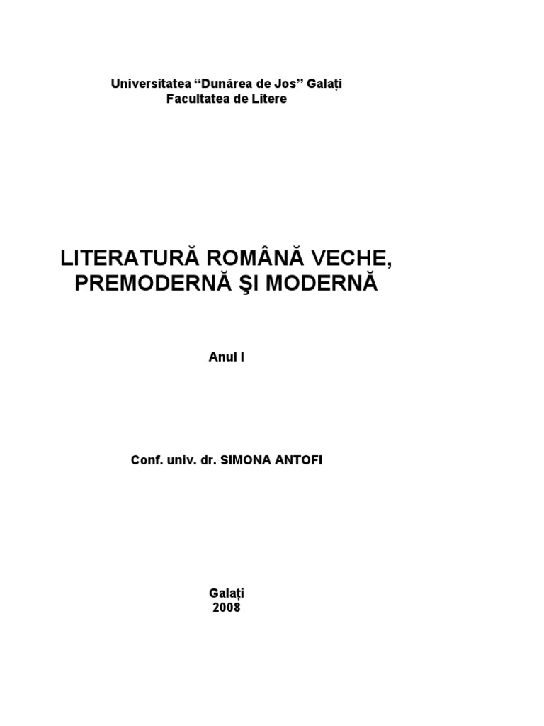 Limba Si Literatura Romana Veche | PDF