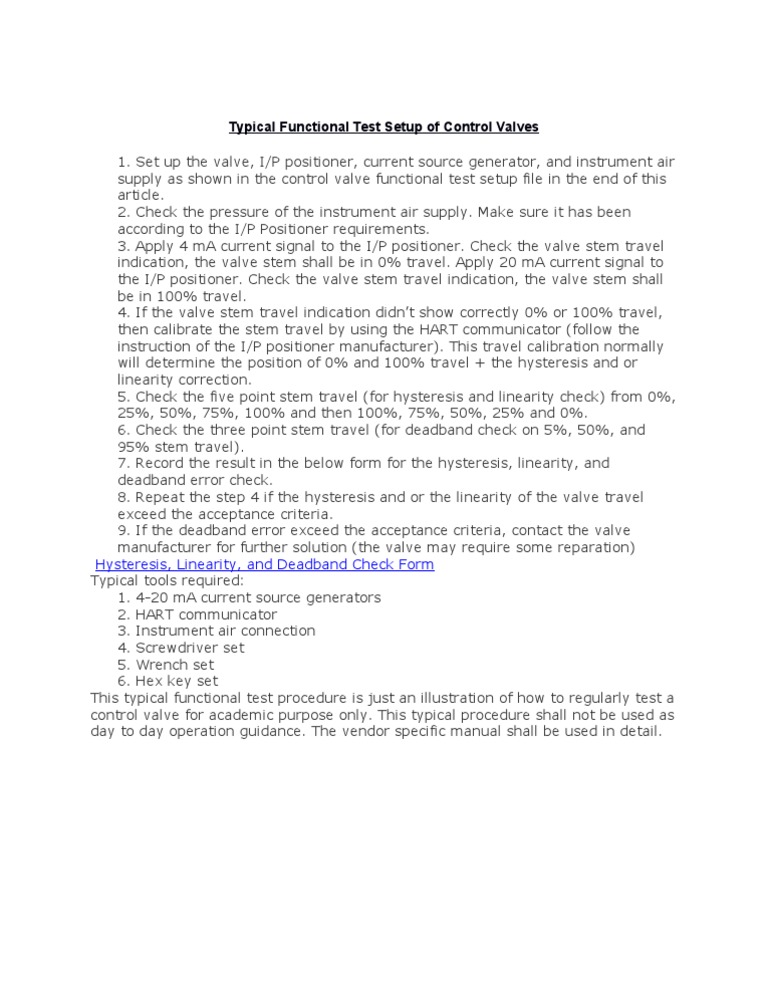 Control Valve Functional Testing Guide | PDF | Business | Computers