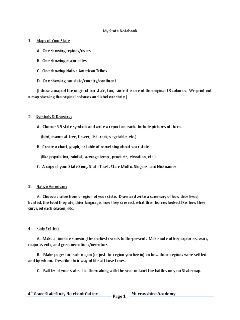 My State Notebook Outline | PDF | Notebook