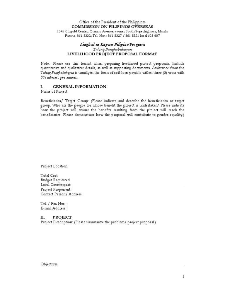 Livelihood Project Proposal