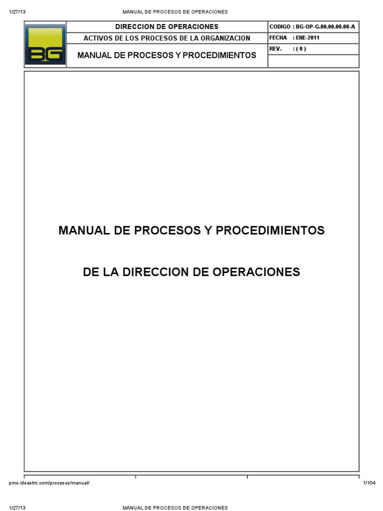 Manual de Procesos de Operaciones | PDF | Presupuesto | Planificación