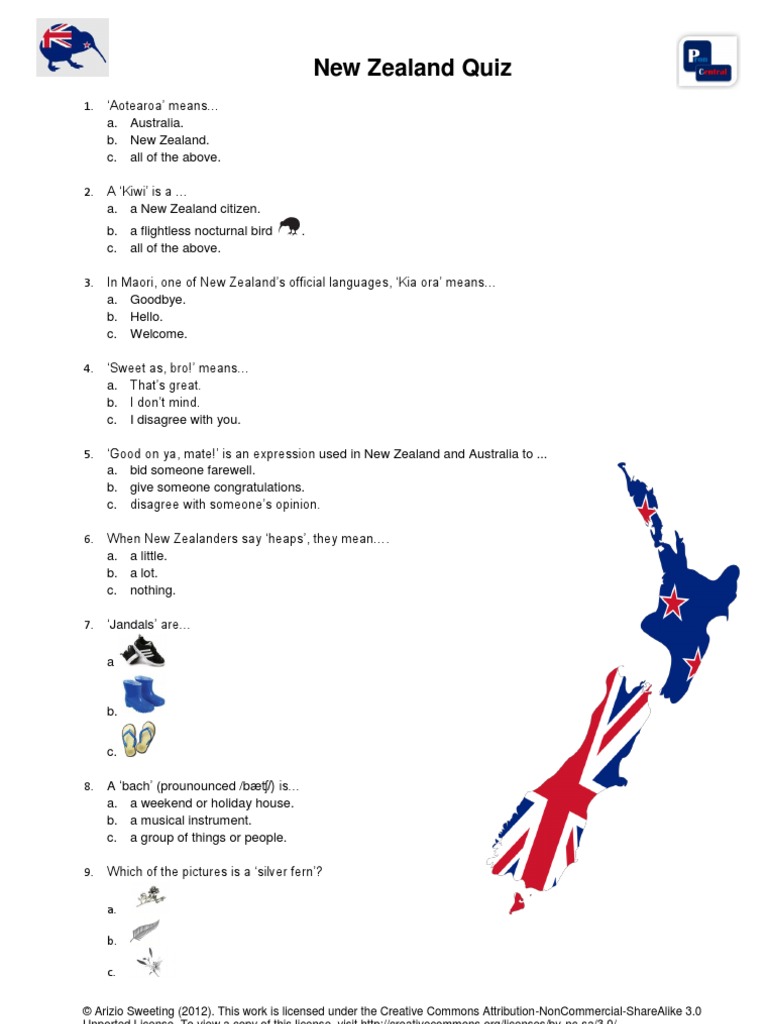 New Zealand Quiz | PDF | New Zealand | Creative Commons License
