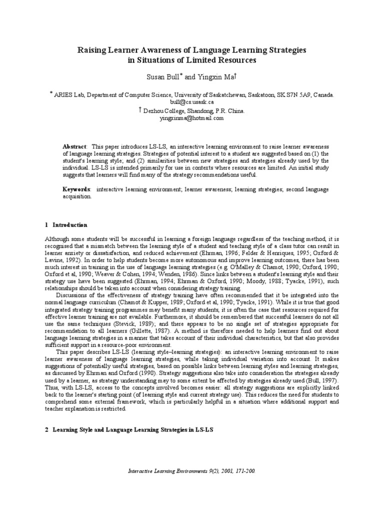 Language Learning Strategies in LS-LS | PDF