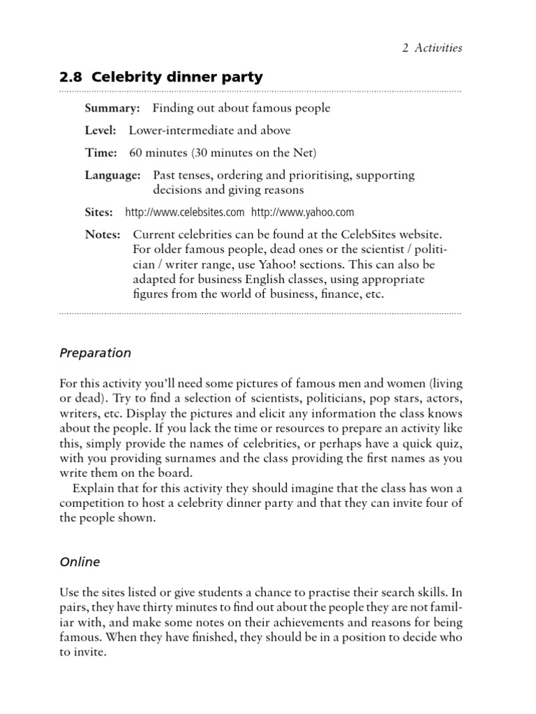 Celebrity Dinner Party Planning Guide | PDF