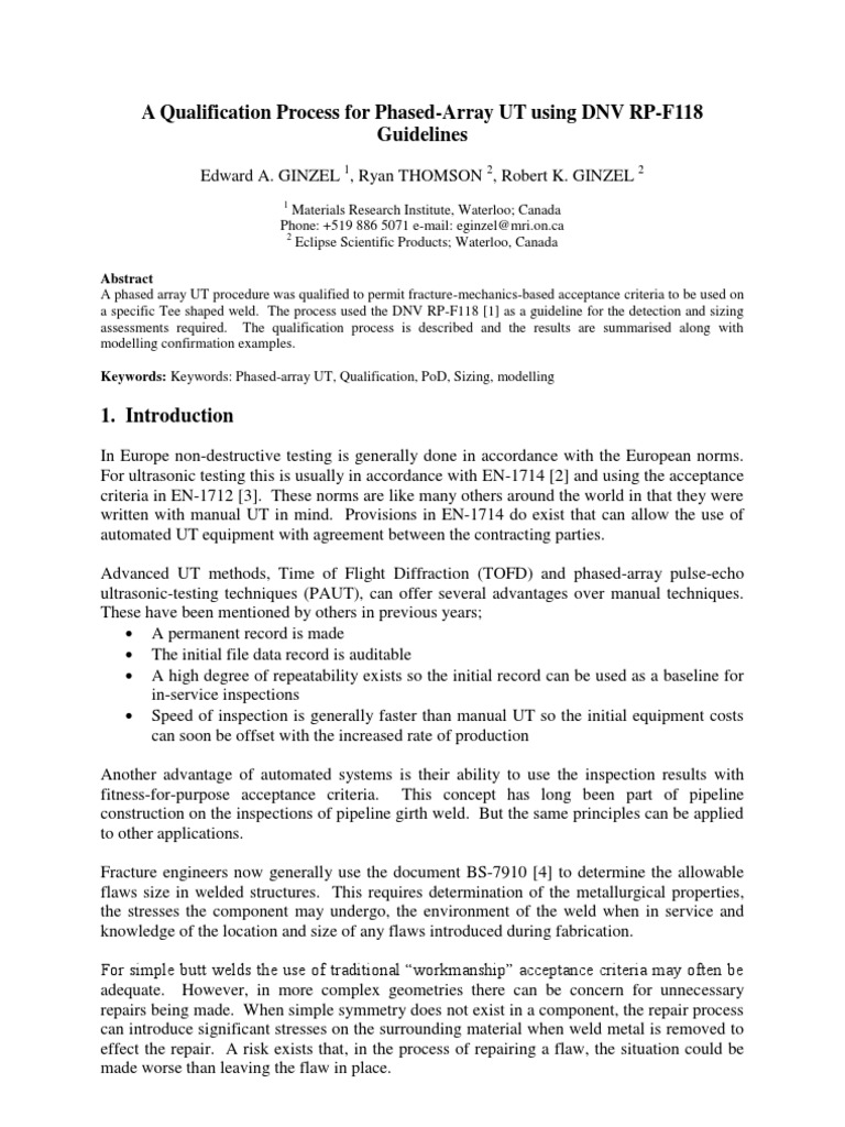 Phased-Array UT Qualification Process | PDF | Science & Mathematics ...