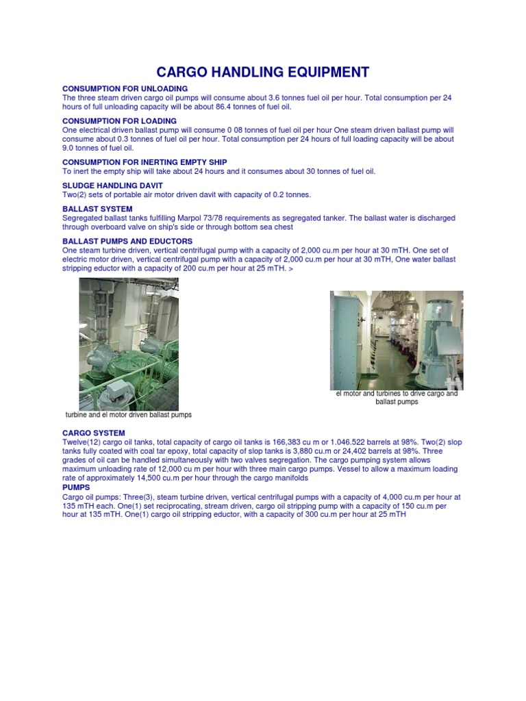 Cargo Handling Equipment | PDF | Oil Tanker | Pump