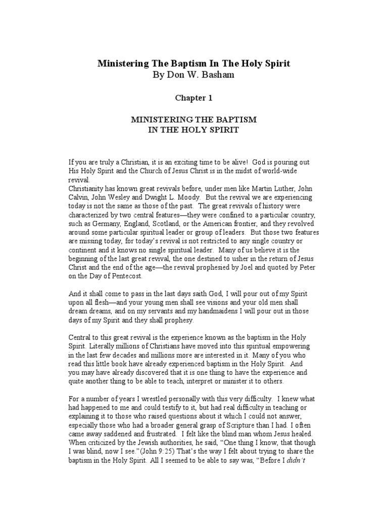 Don Basham - Ministering The Baptism in The Holy Spirit | PDF ...