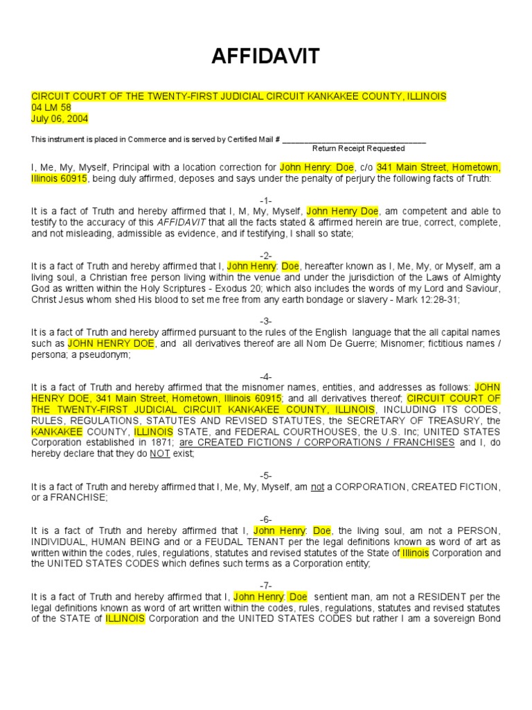 Affidavit Doe Highlighted | PDF | Federal Government Of The United ...