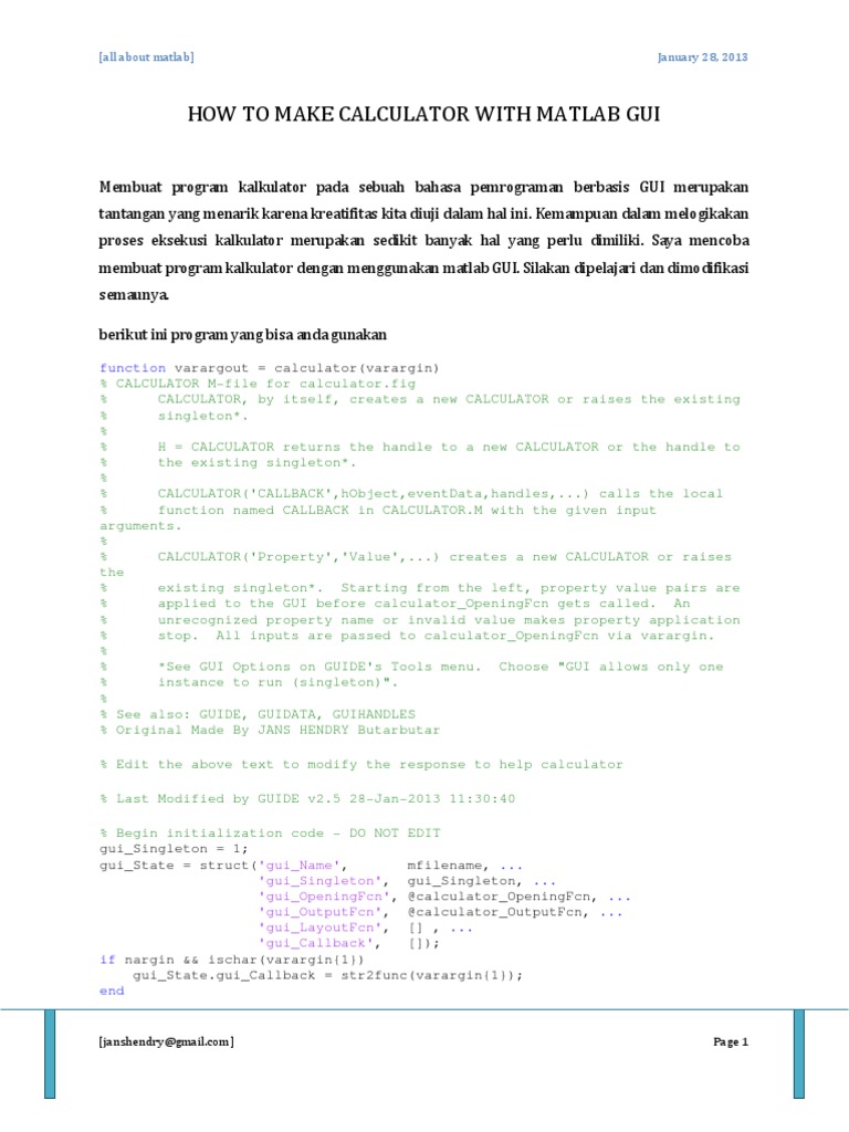 How To Make Calculator With Matlab GUI | PDF | Object (Computer Science ...