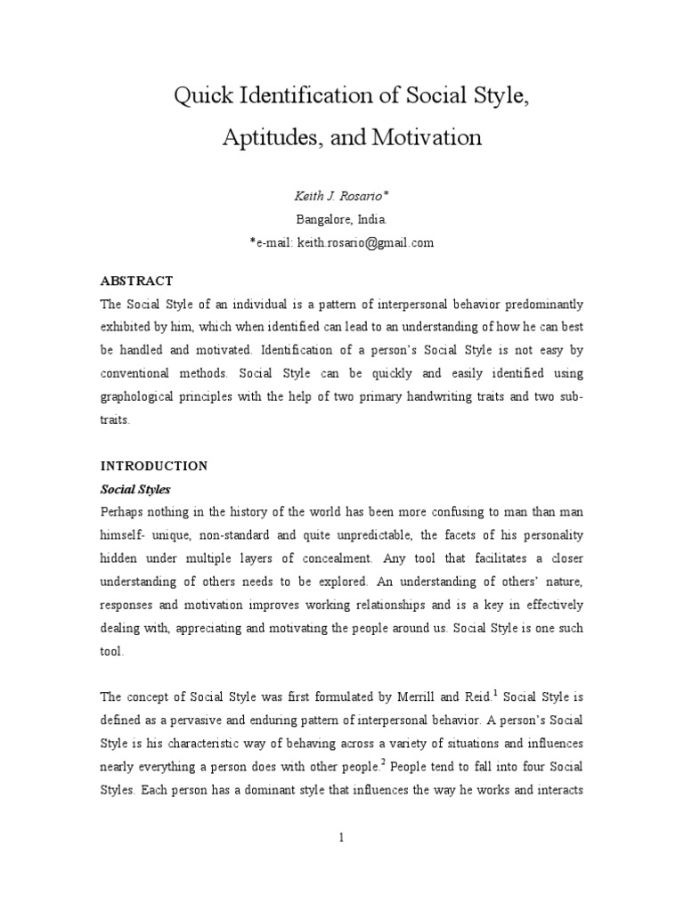 Social Style | PDF | Extraversion And Introversion | Motivation